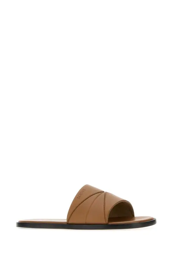 Loewe Camel Leather Slippers