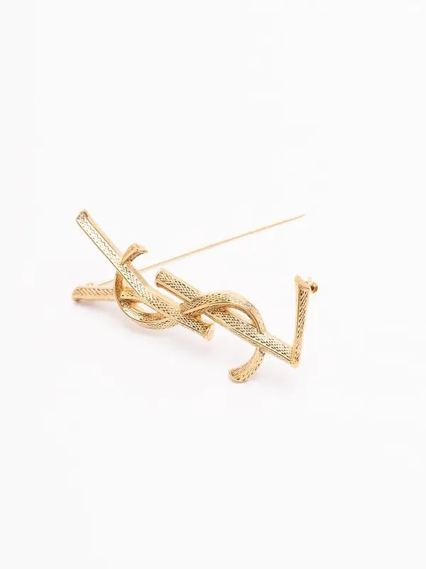 Saint Laurent Brass Monogram Pin