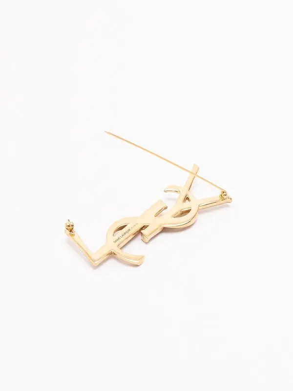 Saint Laurent Brass Monogram Pin