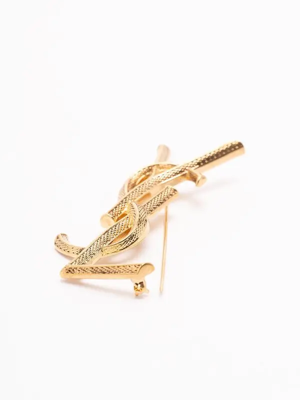 Saint Laurent Brass Monogram Pin