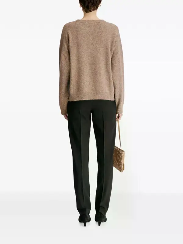 Loulou De Saison Tristan Lds Ribbed-trim Dropped-shoulder Sweater - Brown
