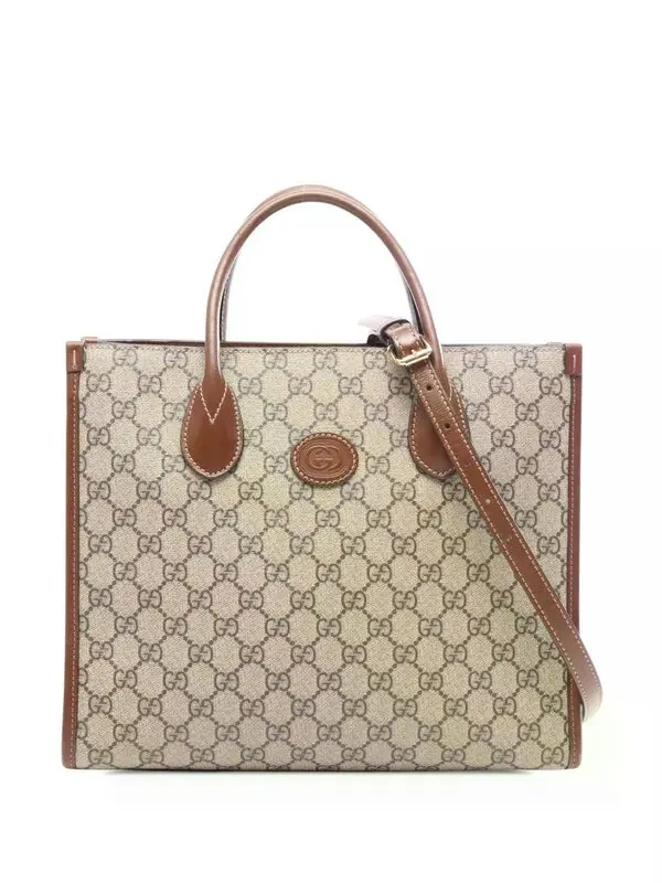 Gucci 2000-2015 Small Gg Supreme Interlocking G Tote Satchel - Neutrals