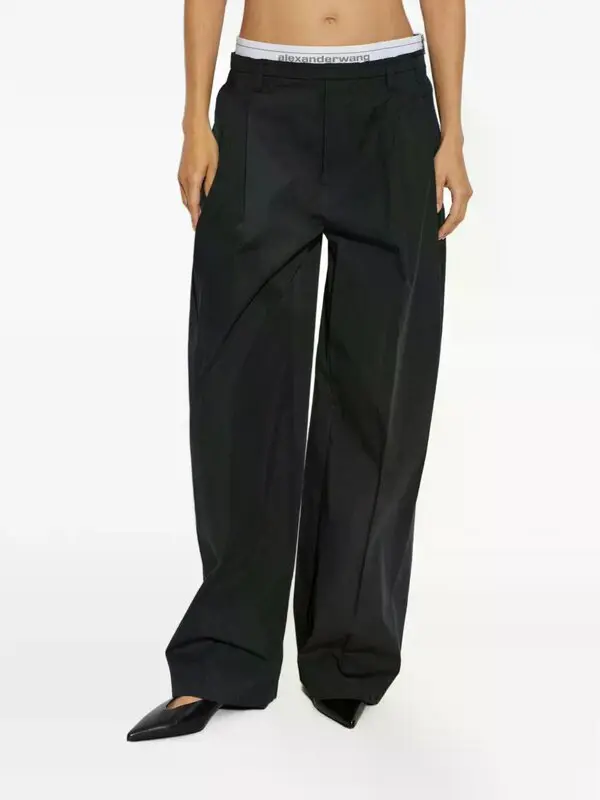 Alexander Wang Logo-waistband Pleated Trousers