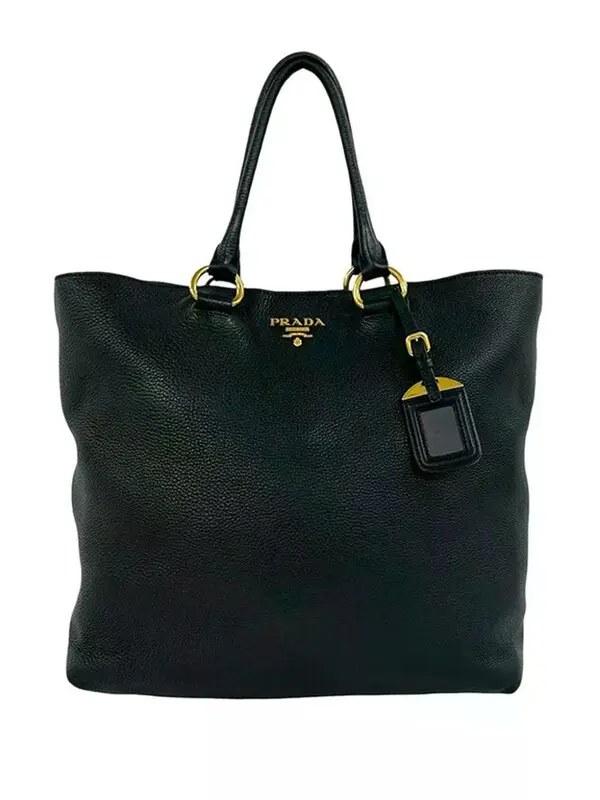 Prada 2000-2013 Grained Leather Tote Bag - Black