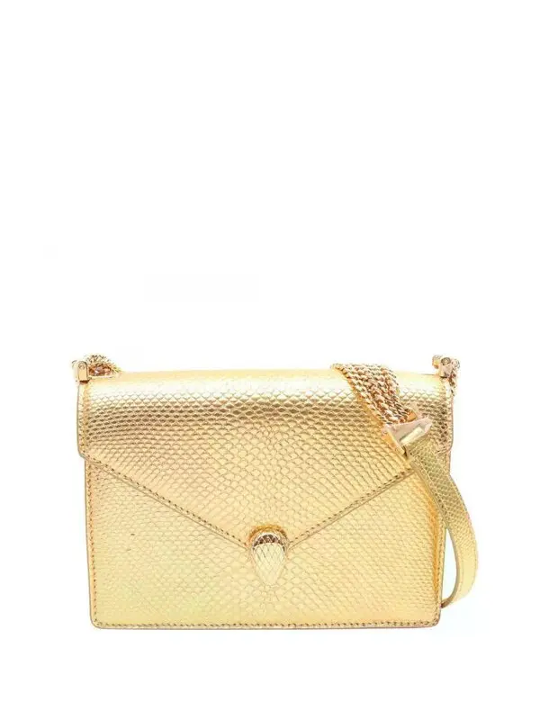 BVLGARI 2010-2026 Lizard Embossed Leather Serpenti Crossbody Bag - Gold