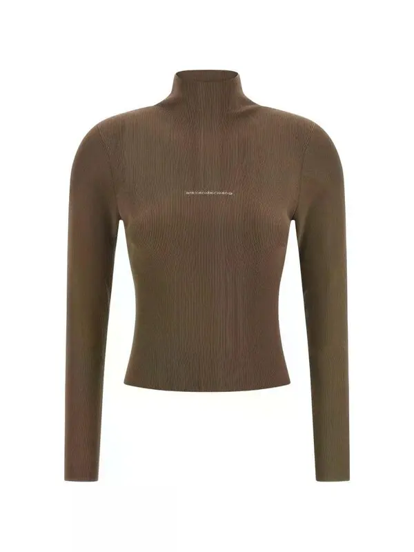 Alexander Wang Logo-jacquard Ribbed High-neck Sweater