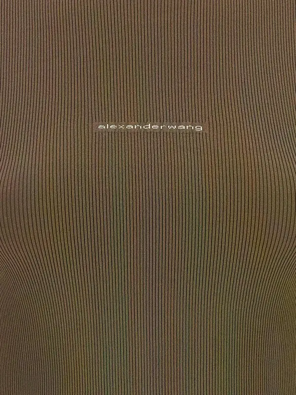 Alexander Wang Logo-jacquard Ribbed High-neck Sweater