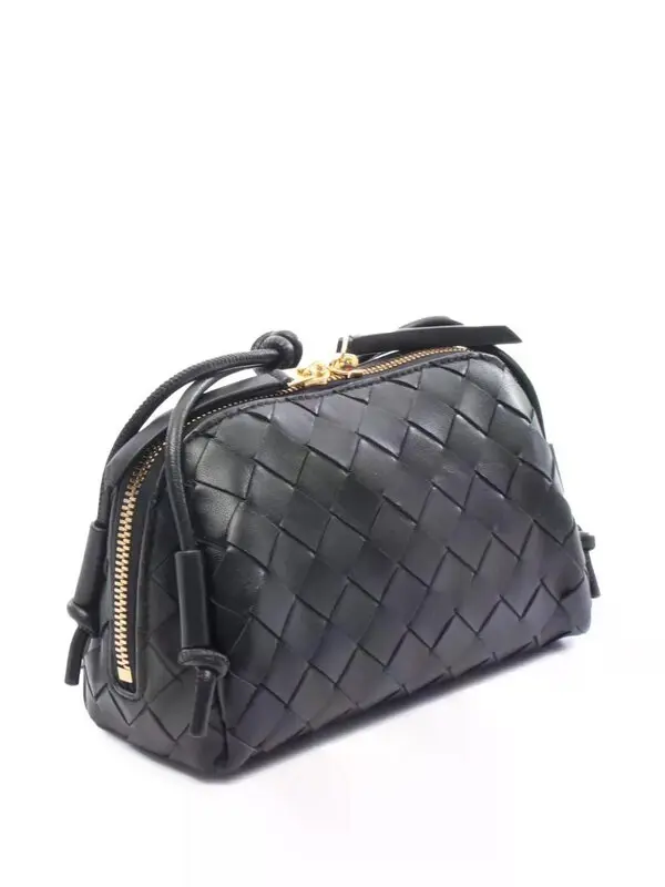 Bottega Veneta 2020-2026 Lambskin Intrecciato Concert Pouch Crossbody Bag - Black