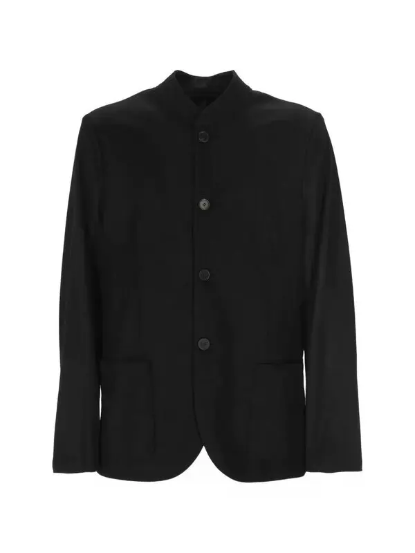 Harris Wharf London Nerhru Mandarin-collar Button-up Coat - Black