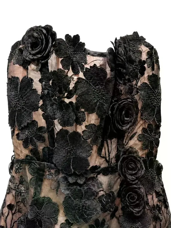 BRONX AND BRONCO Floral-appliqué Strapless Mini Dress