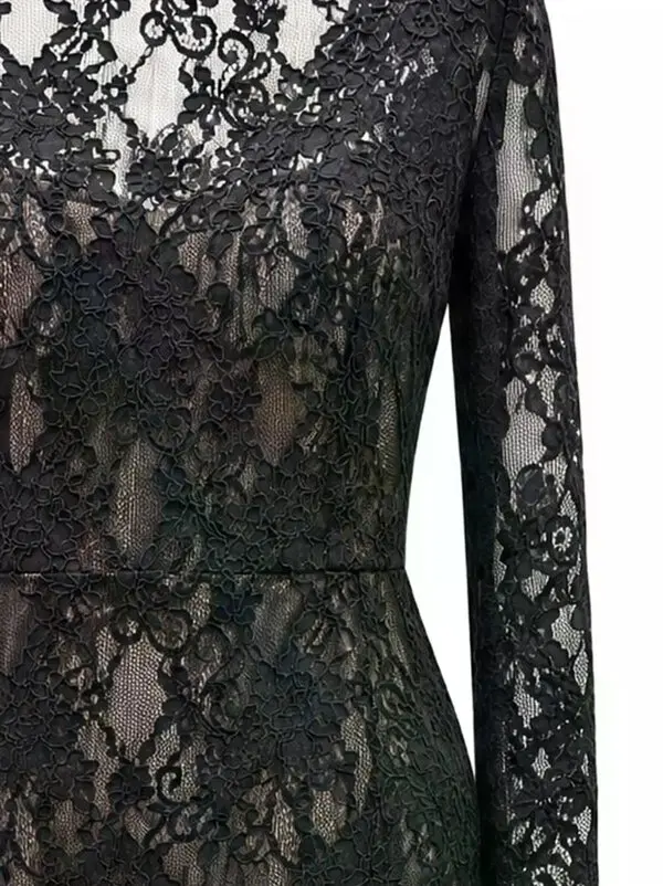 BRONX AND BRONCO Lace-overlay Long-sleeve Maxi Dress