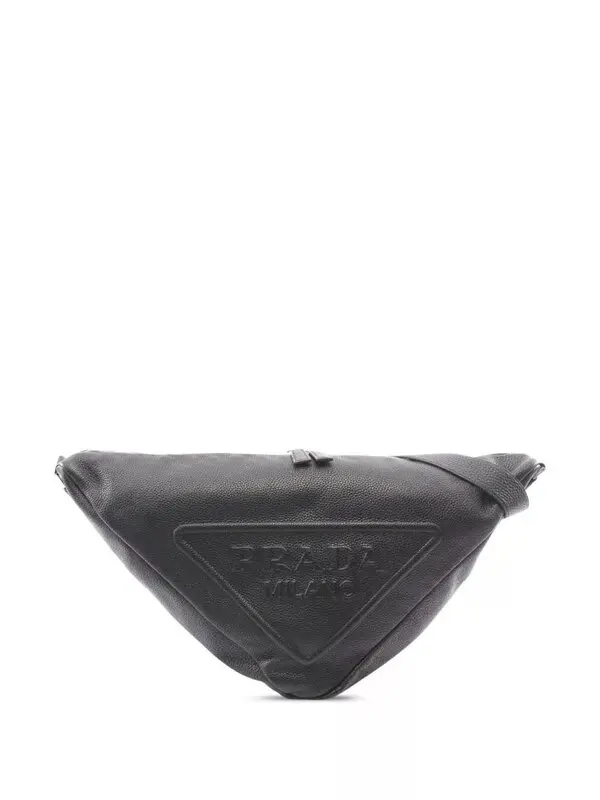Prada 2013-2026 Vitello Daino Triangle Crossbody Bag - Black