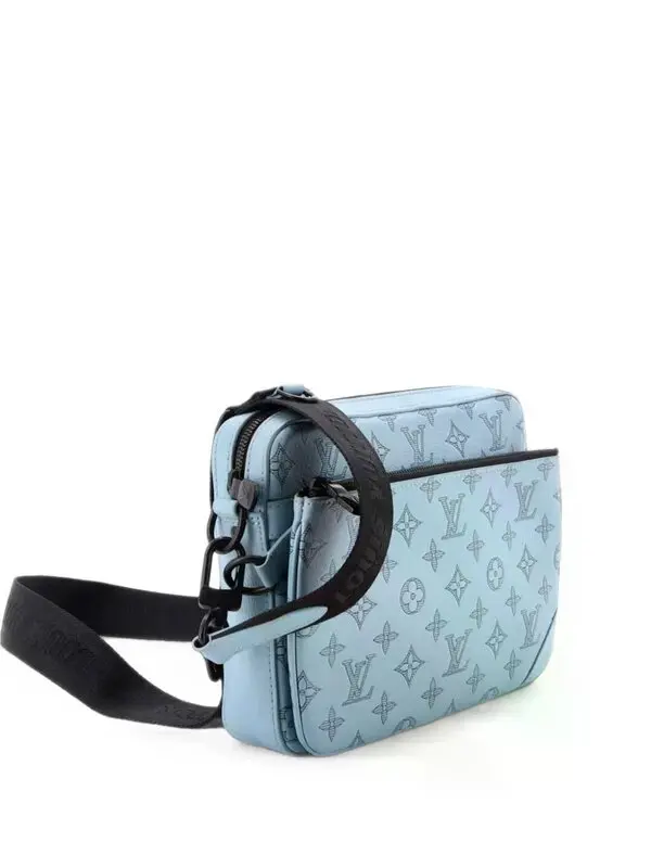 LOUIS VUITTON Trio Messenger Bag Monogram Shadow Leather Crossbody Bag - Blue