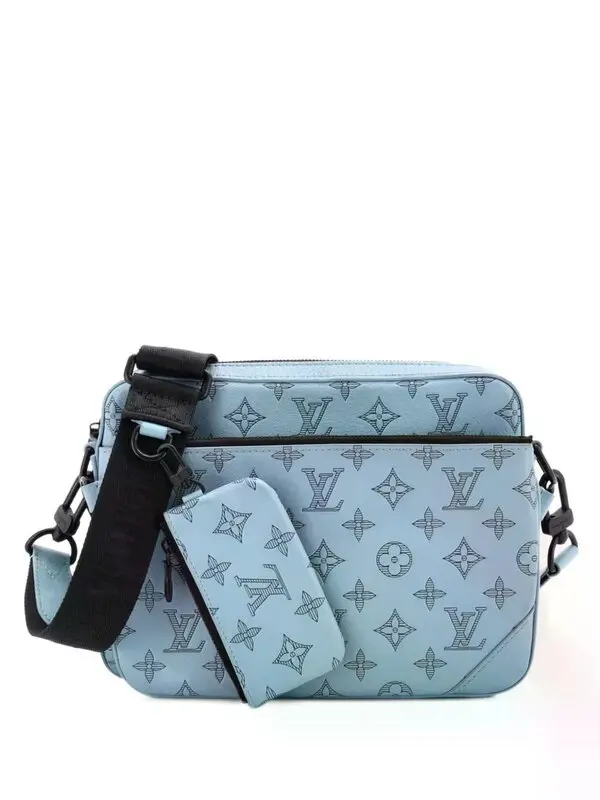 LOUIS VUITTON Trio Messenger Bag Monogram Shadow Leather Crossbody Bag - Blue