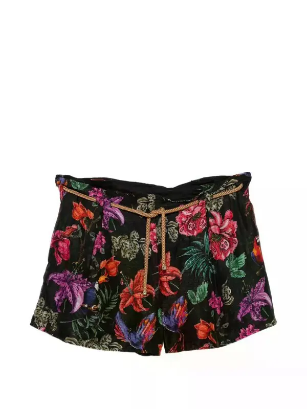 SIMONA CORSELLINI Floral-print Paperbag-waist Shorts