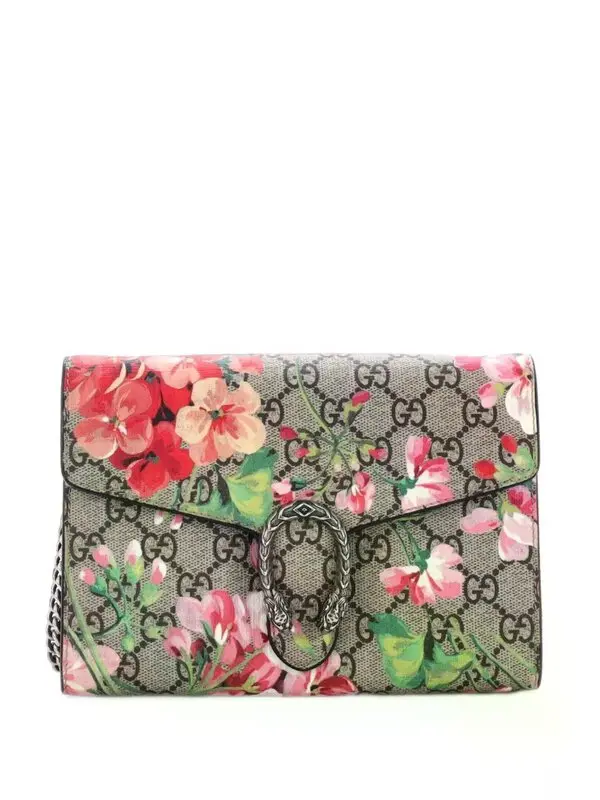 Gucci Dionysus Chain Wallet Blooms Print Gg Coated Canvas Small Cross Body Bag - Brown