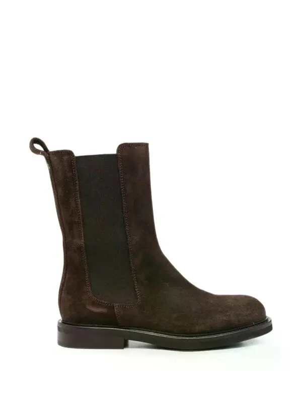 POEVE Round-toe Suede-finish Chelsea Boots - Brown