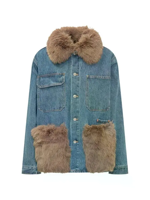 AVA ADORE Faux-fur Trim Denim Jacket