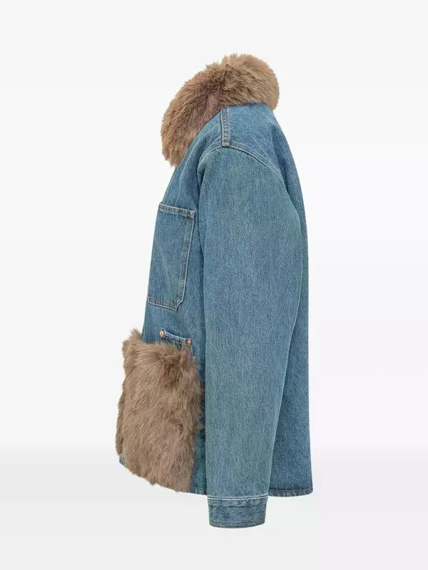 AVA ADORE Faux-fur Trim Denim Jacket