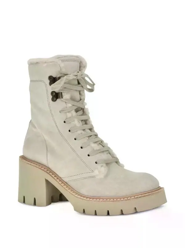 PEDRO GARCIA Zineta Shearling-trim Ankle Boots - White