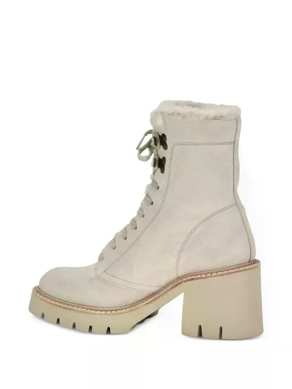 PEDRO GARCIA Zineta Shearling-trim Ankle Boots - White