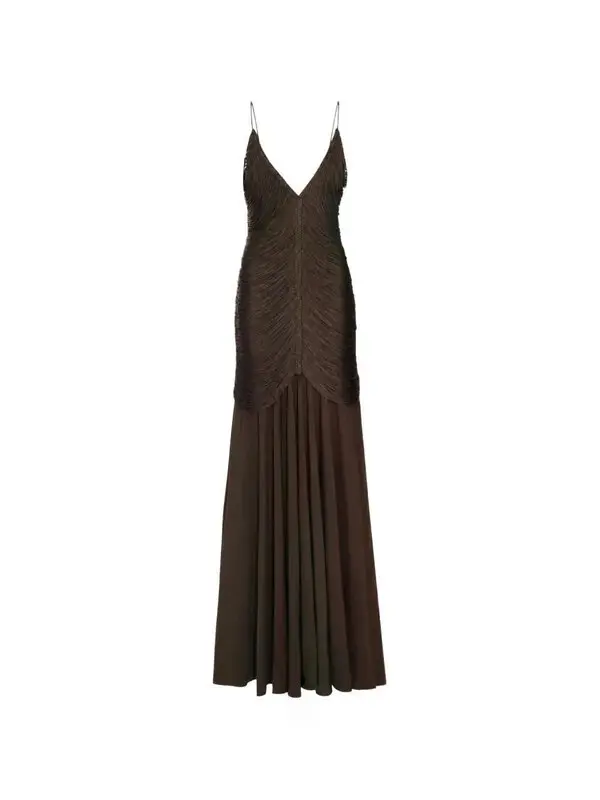 BLESS Nostalgia Fringe-embellished Maxi Dress