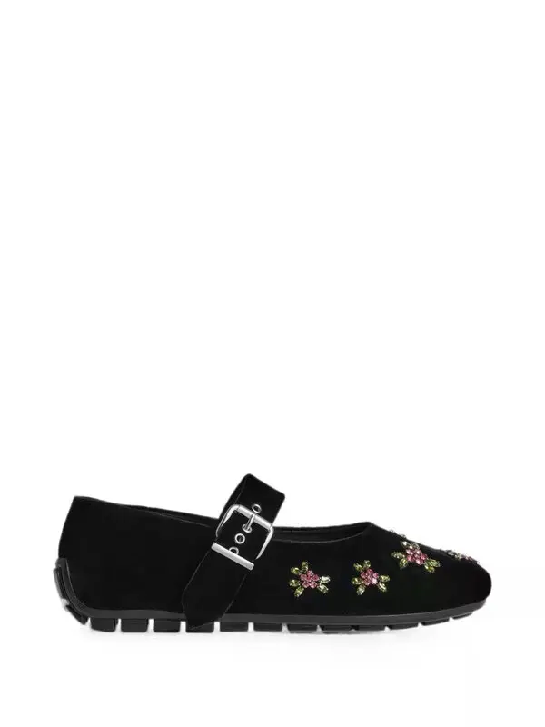 Simone Rocha Mary Jane Embellished Ballet Flats - Black