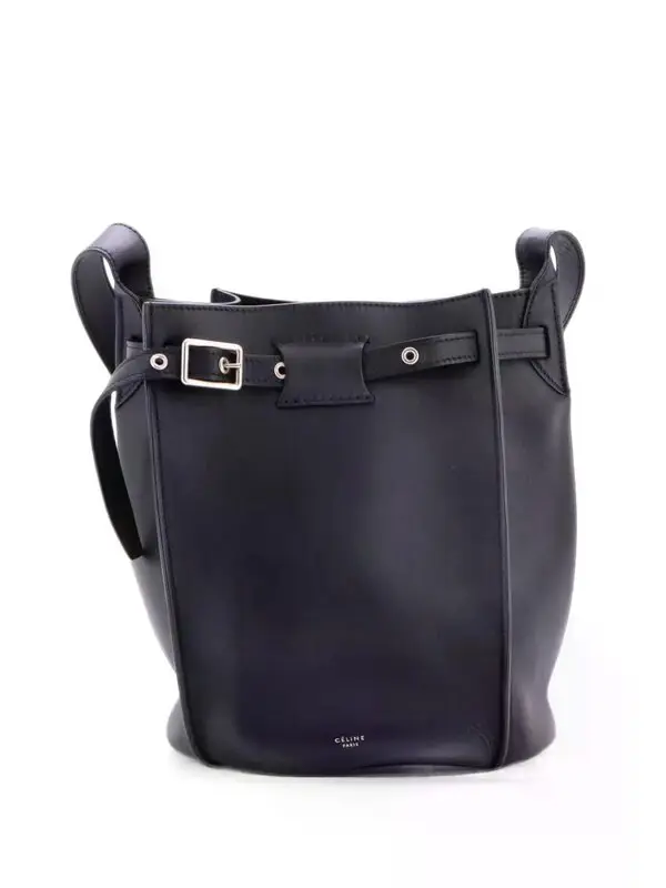 Celine Long Strap Big Bag Leather Bucket Bag - Black