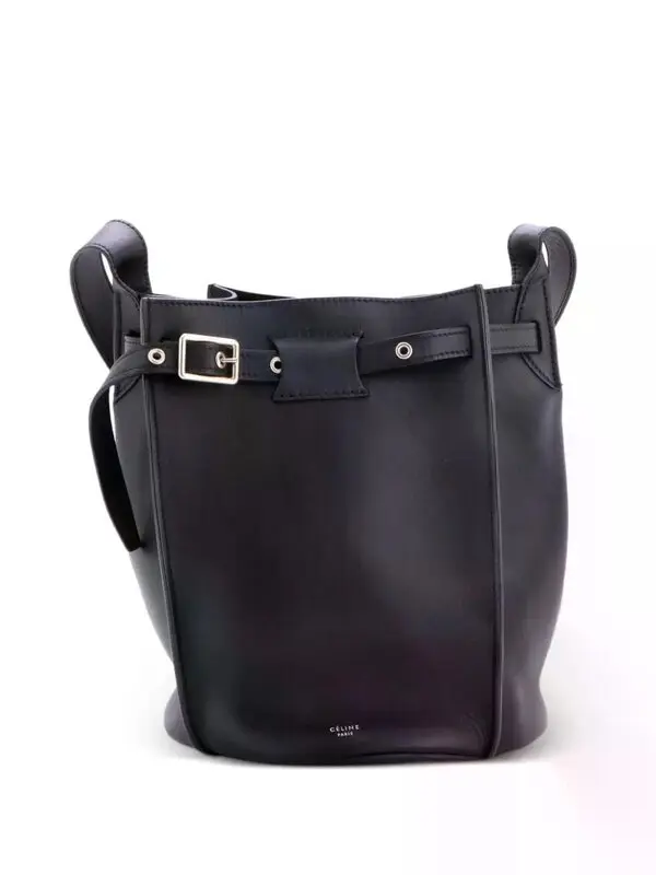 Celine Long Strap Big Bag Leather Bucket Bag - Black