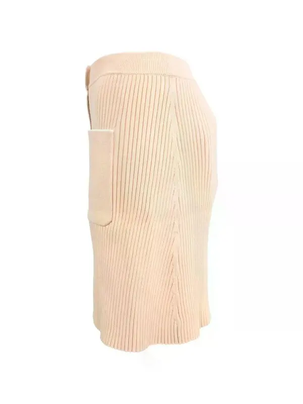 Maje Ribbed-knit Buttoned Skirt