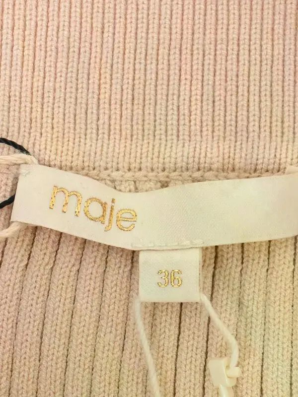 Maje Ribbed-knit Buttoned Skirt