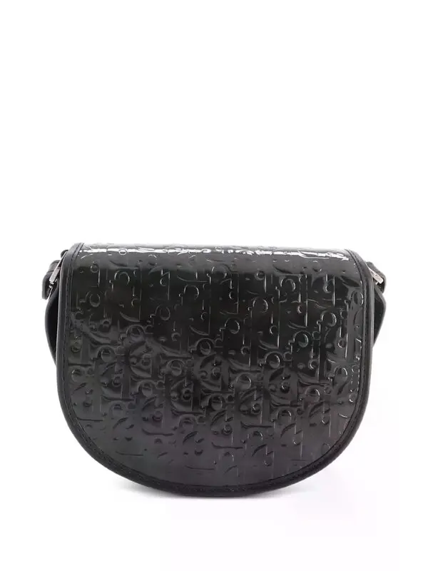 Dior Gallop Flap Messenger Oblique Patent Mini Crossbody Bag - Black