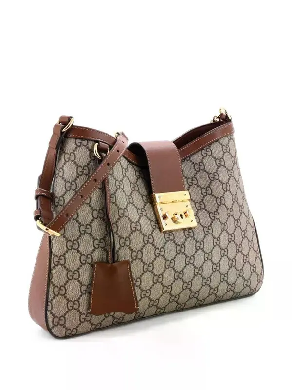 Gucci Padlock Chain Gg Coated Canvas With Leather Medium Shoulder Bag