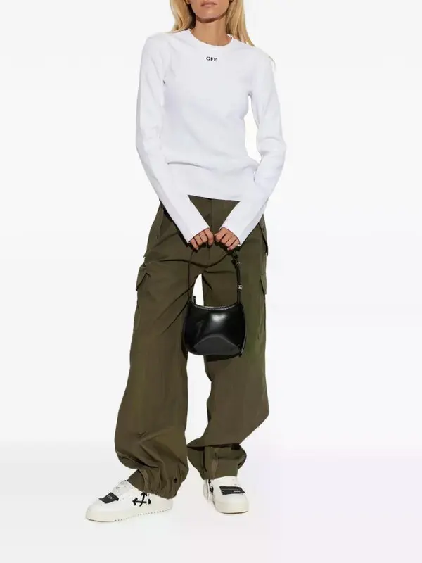 Off-White Logo-embroidered Ribbed Top - White
