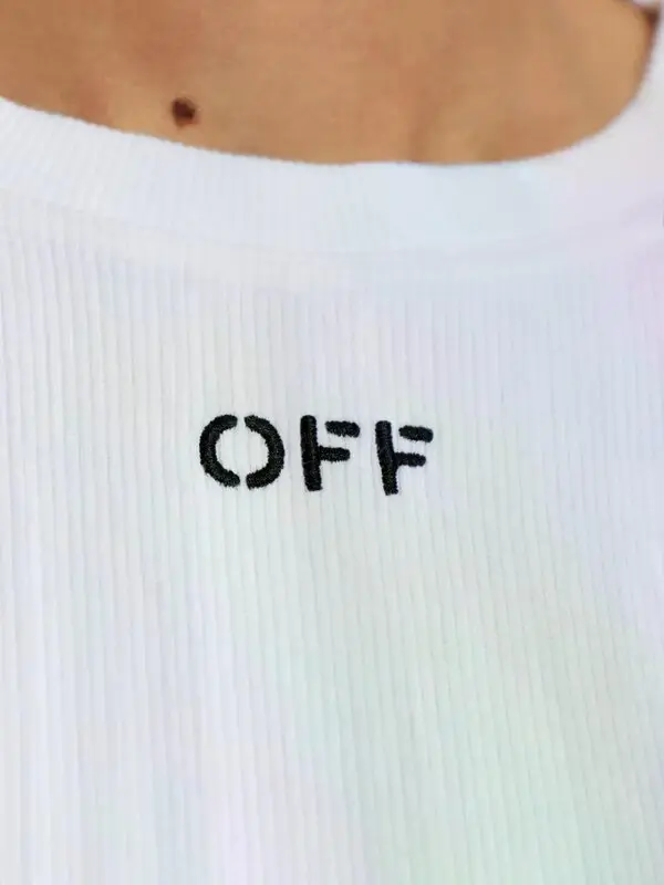 Off-White Logo-embroidered Ribbed Top - White