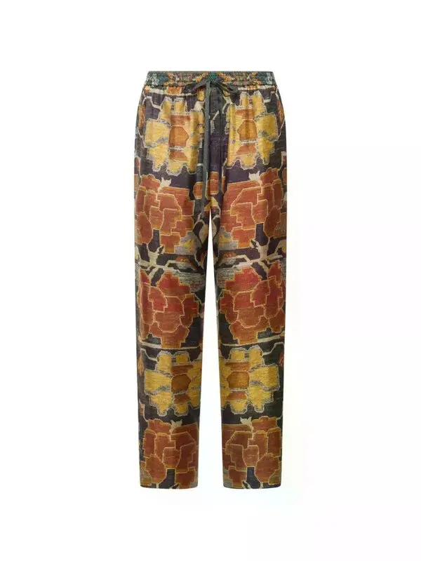 PIERRE-LOUIS MASCIA Aloe Tapestry-print Silk Trousers