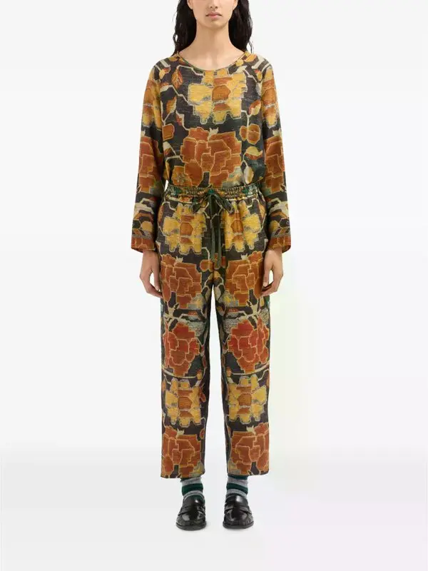 PIERRE-LOUIS MASCIA Aloe Tapestry-print Silk Trousers