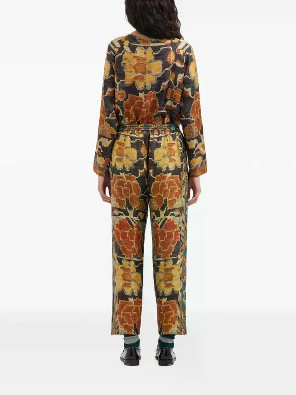 PIERRE-LOUIS MASCIA Aloe Tapestry-print Silk Trousers