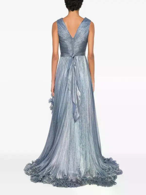 IRIS SERBAN Ruffled Pleated Maxi Dress