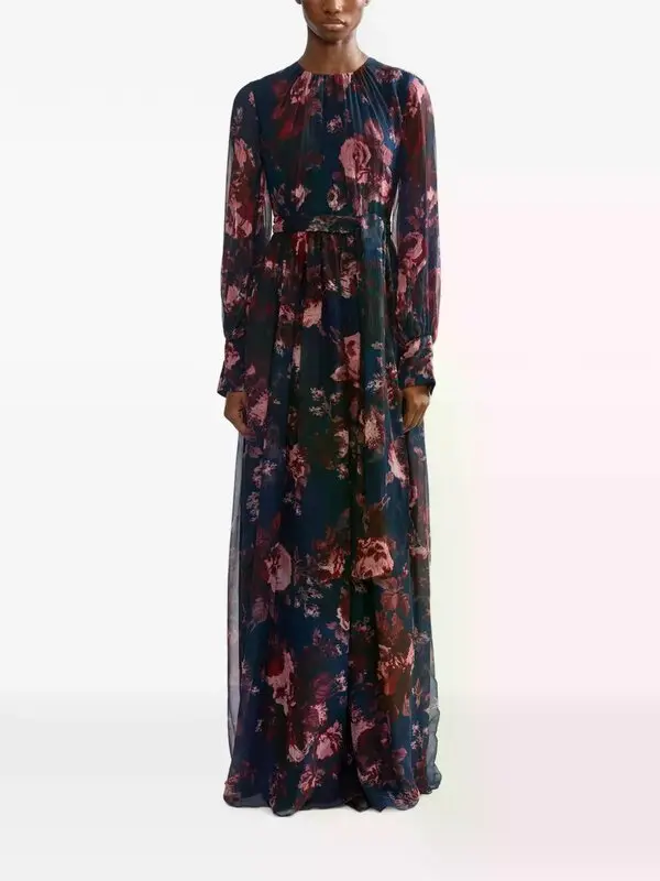 Erdem Maxi Floral-print Silk-creponne Dress