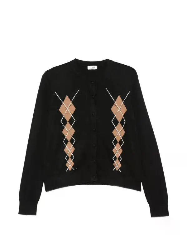 Liu Jo Argyle-intarsia Buttoned Cardigan - Black