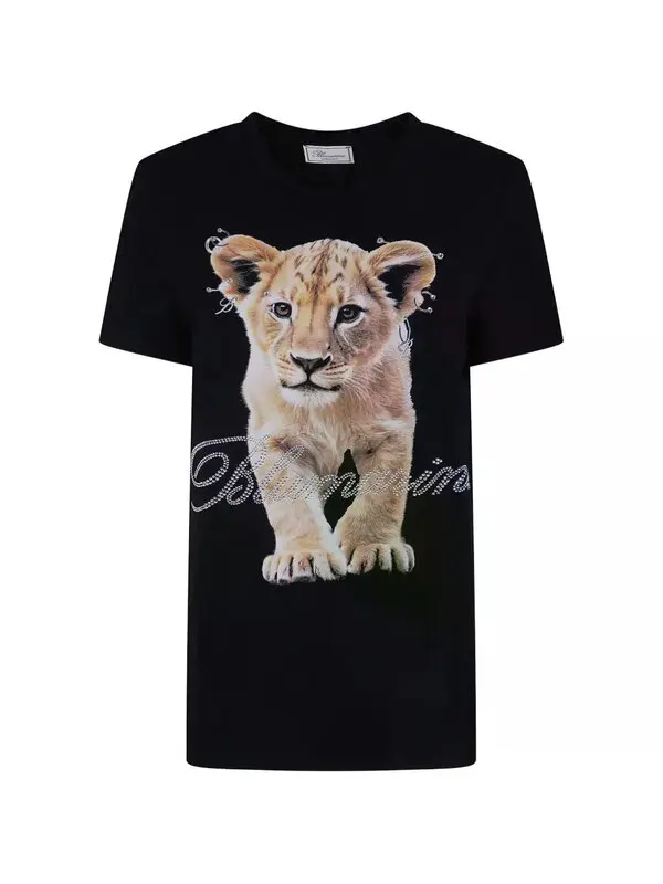 Blumarine Lion-print Crystal-embellished T-shirt - Black