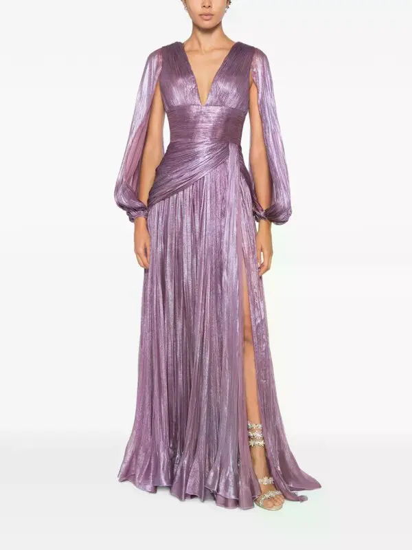 IRIS SERBAN Birdie Plissé-effect Maxi Dress