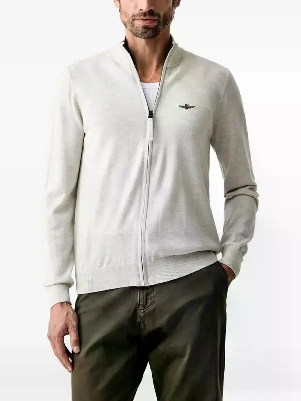 AERONAUTICA MILITARE Wool Zip-up Cardigan - Grey