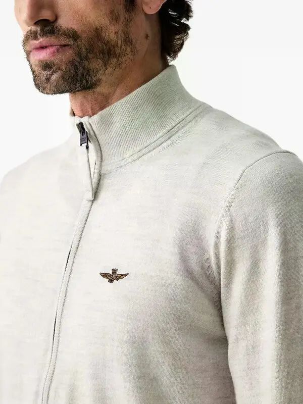 AERONAUTICA MILITARE Wool Zip-up Cardigan - Grey
