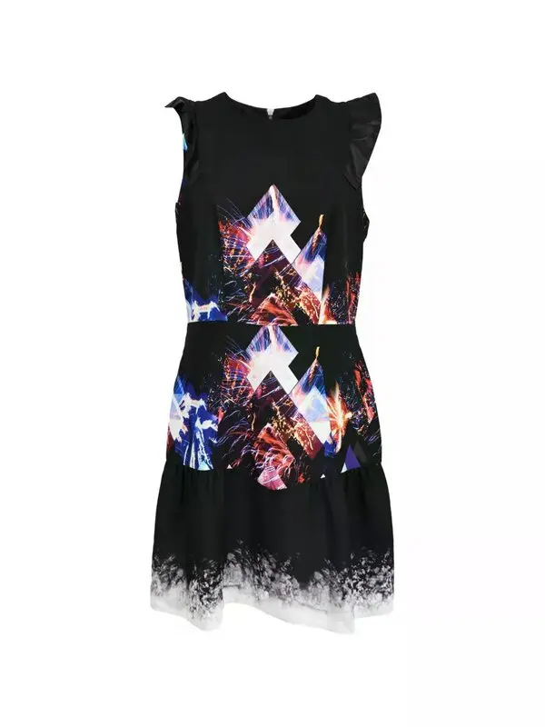 Sandro Firework-print Ruffled Dress