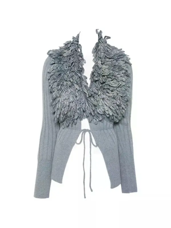 Liu Jo Fringe-trim Ribbed-knit Cardigan - Blue