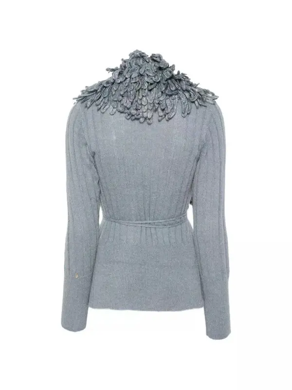 Liu Jo Fringe-trim Ribbed-knit Cardigan - Blue