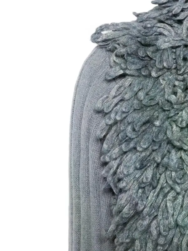 Liu Jo Fringe-trim Ribbed-knit Cardigan - Blue