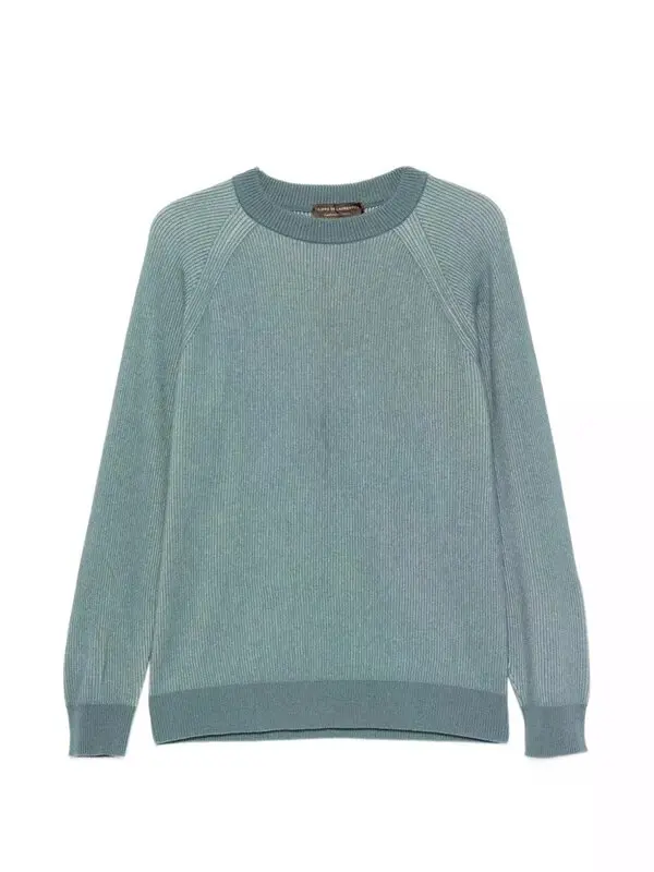 FILIPPO DE LAURENTIIS Ribbed-knit Raglan-sleeve Pullover - Blue
